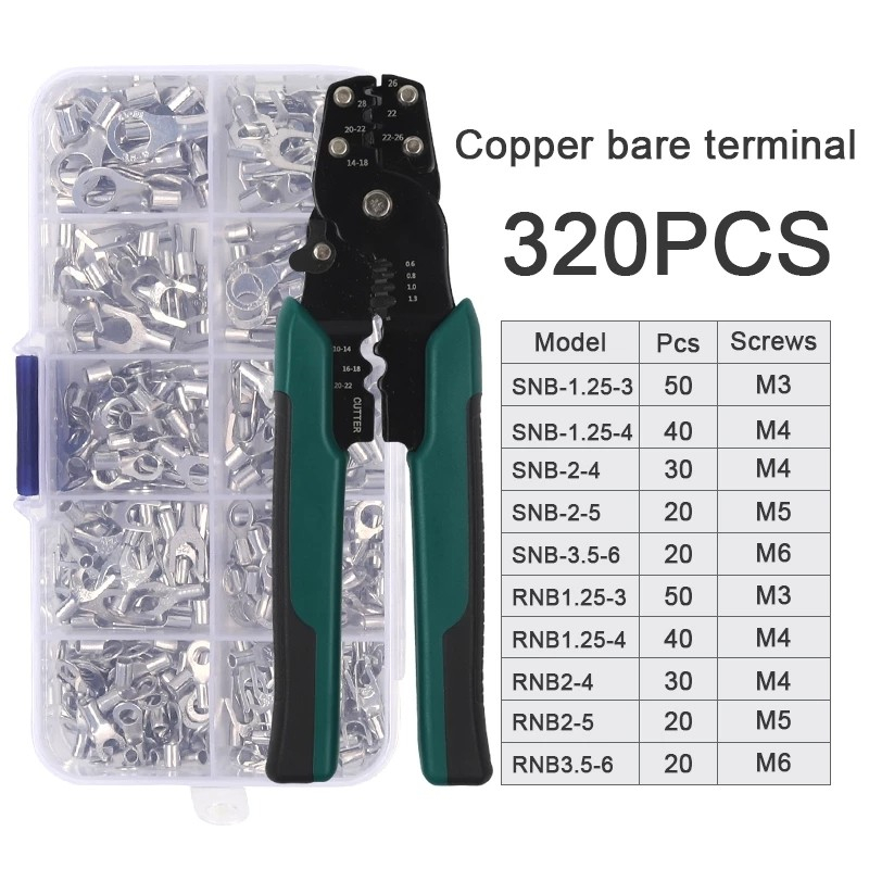 Set Terminal + Tang Kupas Kabel Skun Crimp Connector Kit 320 PCS ...