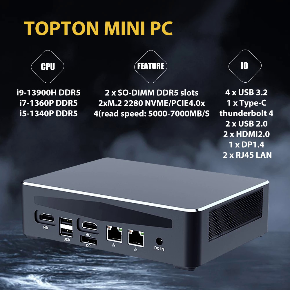 สินค้าใหม่ TOPTON I9 Gen Gaming Mini PC 13900H I7 13700H In Thunderbolt 4 DDR5 DDR4 Gamer ...