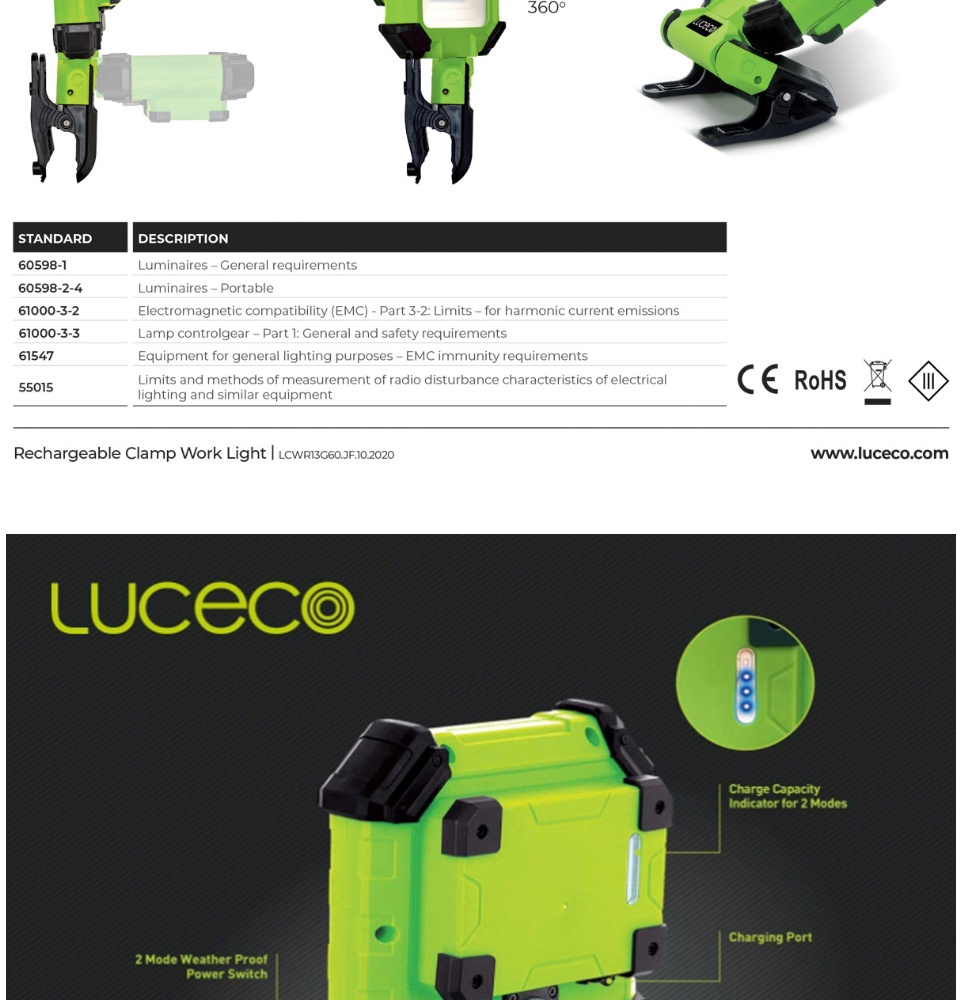 Luceco Portable LED Clamp Work Light, LCWR13G60