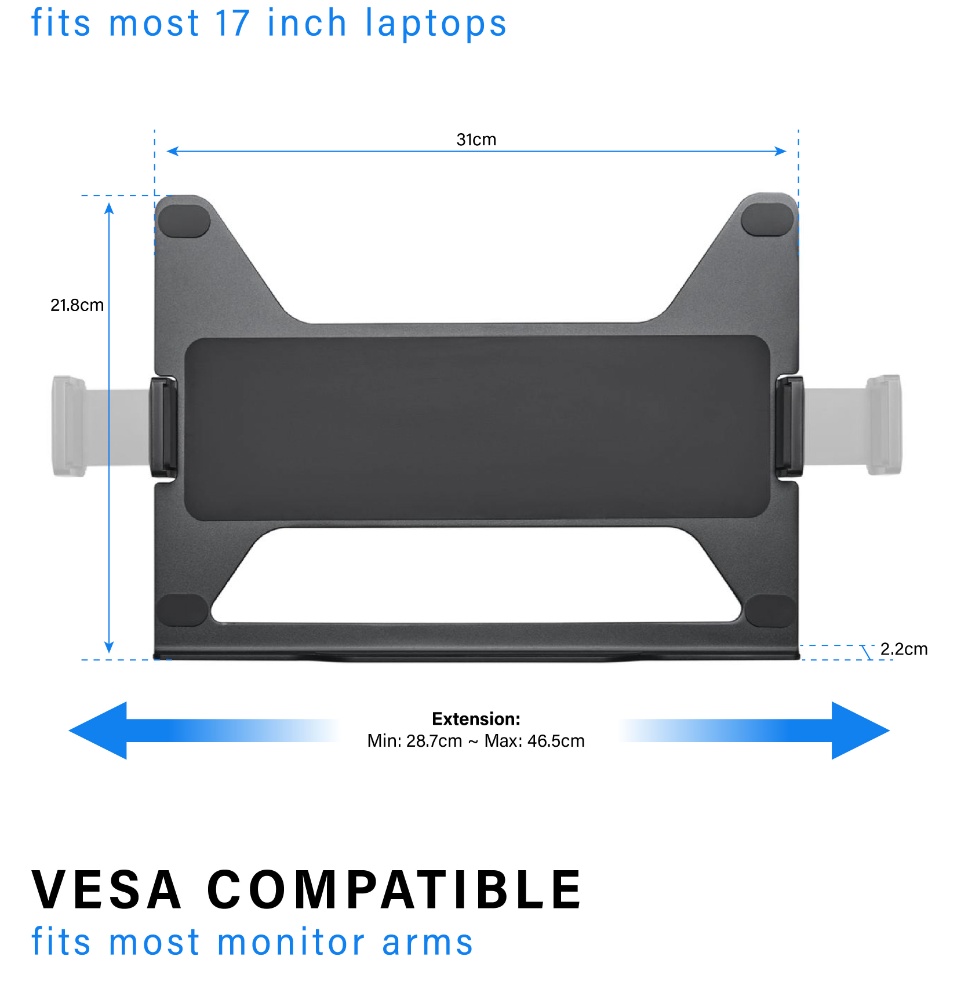 ULTi Laptop Holder, VESA Laptop Mount Tray, Aluminum Design, Fits 11-1 ...